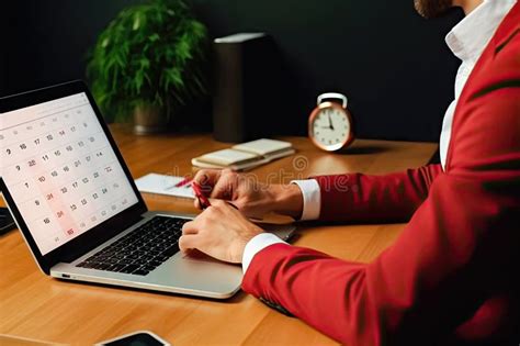 strategic scheduling man crafting yearly plans on laptop calendar