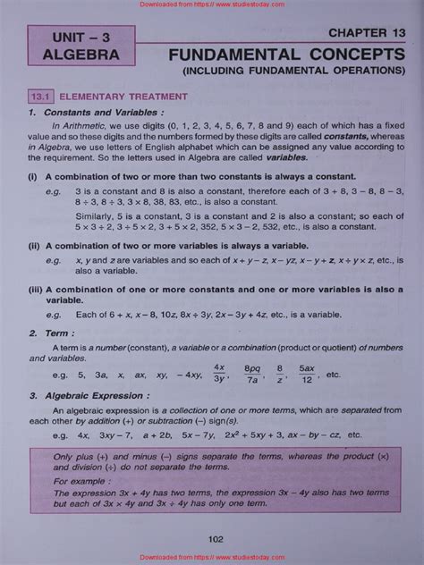 Icse Class 7 Maths Chapter 13 Fundamental Concepts Pdf