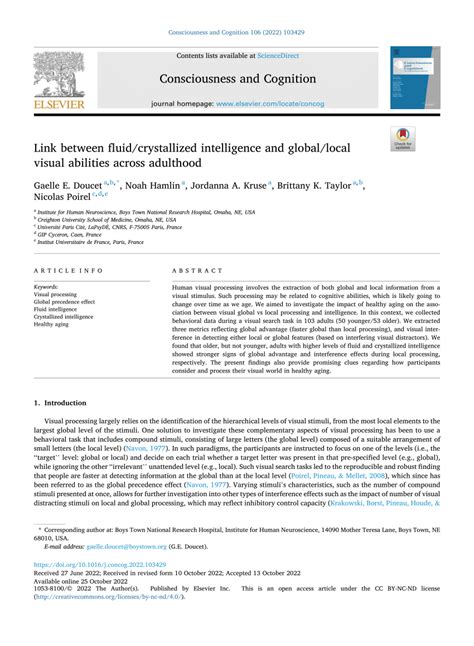 Pdf Link Between Fluidcrystallized Intelligence And Globallocal