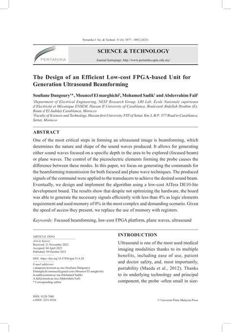 Pdf The Design Of An Efficient Low Cost Fpga Based Unit For