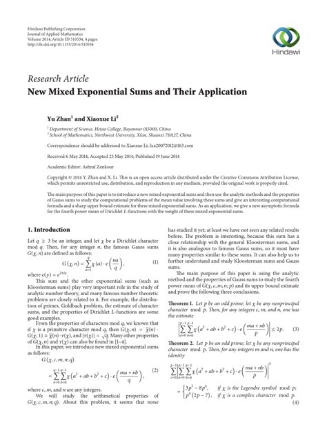 Pdf New Mixed Exponential Sums And Their Application