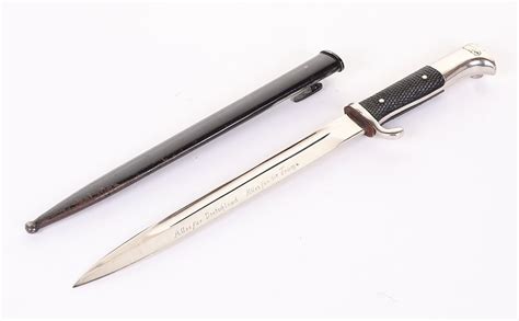 Ww2 German Armed Forces Long Type Parade Bayonet With Engraved Blade