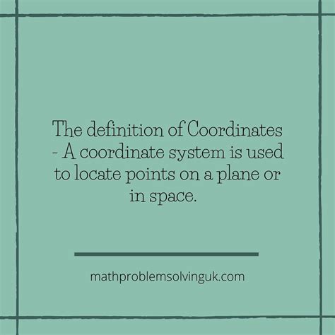The Definition Of Coordinates A Math Problem Solving