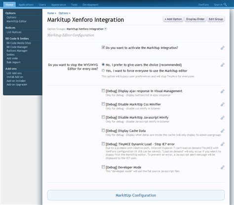 add ons markitup integrator xenforo nulled community