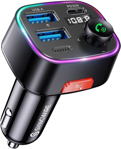 Syncwire Bluetooth 53 Fm Transmitter Car Adapter 38w