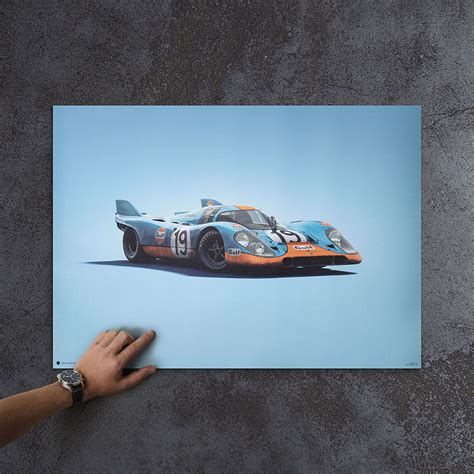 Porsche 917 Gulf 1971 Lemans 24hr Colors Of Speed Print Authentic