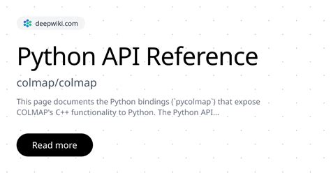 Python Api Reference Colmapcolmap Deepwiki