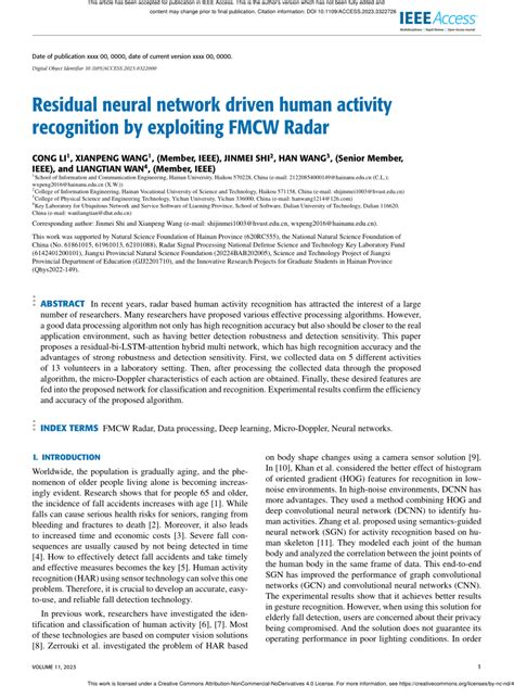 Pdf Residual Neural Network Driven Human Activity Recognition By