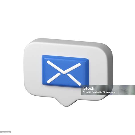 파란색 닫힌 봉투 편지 흰색 바탕에 메일 기호가 있는 말풍선 메일의 상징 소셜 미디어의 알림 현대 현실적인 3d 아이콘입니다 3d 렌더링은 흰색 배경에 격리되어 있습니다 0