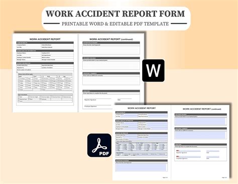 Work Accident Report Form Editable Pdf And Word Template Etsy