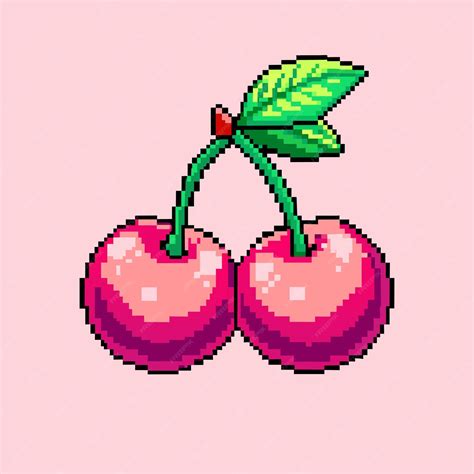 Premium Vector Pixel Art Cherry Pair Vector Illustration Double The