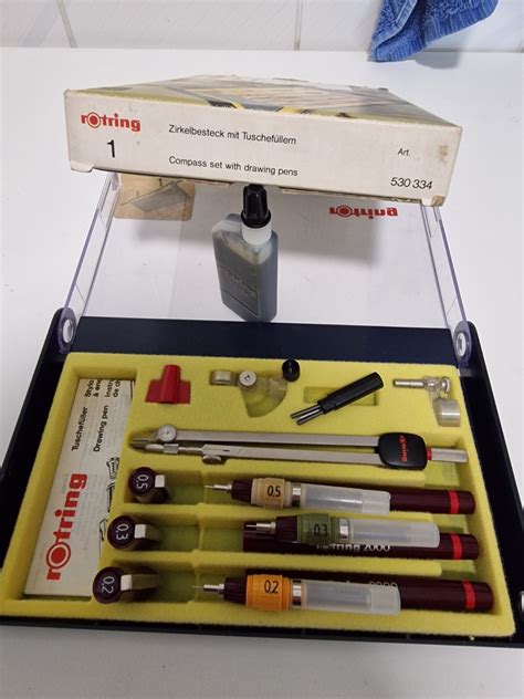 Rotring Vintage Nos Compass Set With Drawing Pens Ebay