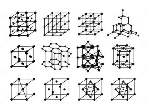 Set Of Volumetric Crystal Lattices Stock Vector Illustration Of Metallic Structure 257780921