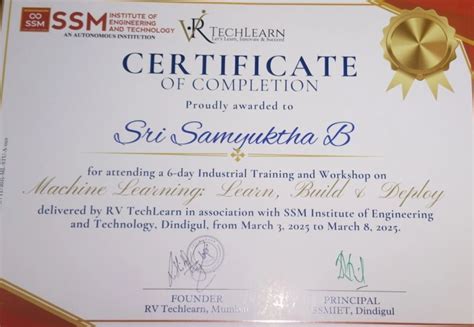 Machinelearning Ai Techinnovation Lifelonglearning Sri Samyuktha B