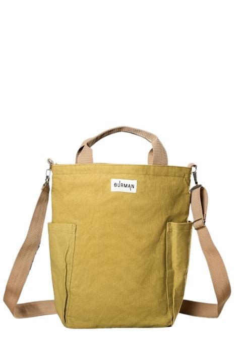 Burman Yellow Green Color Cotton Canvas The Carrier Crossbody Uni Sex