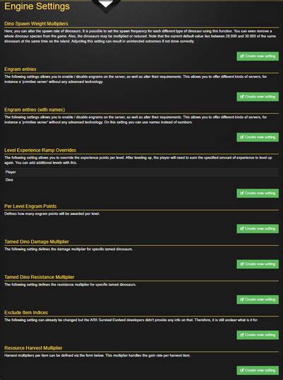 Engine Settings For Ark Survival Evolved Nitrado