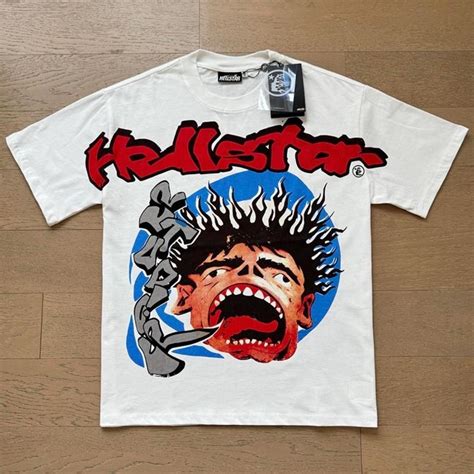 White Blue And Red Hellstar Tee Depop
