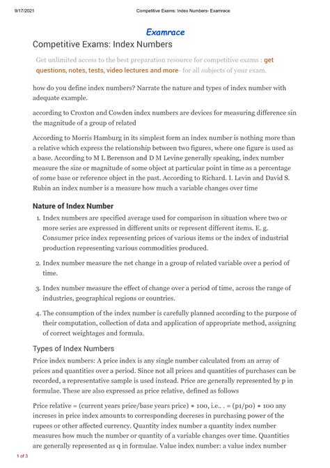 SOLUTION Statistics Index Numbers Studypool