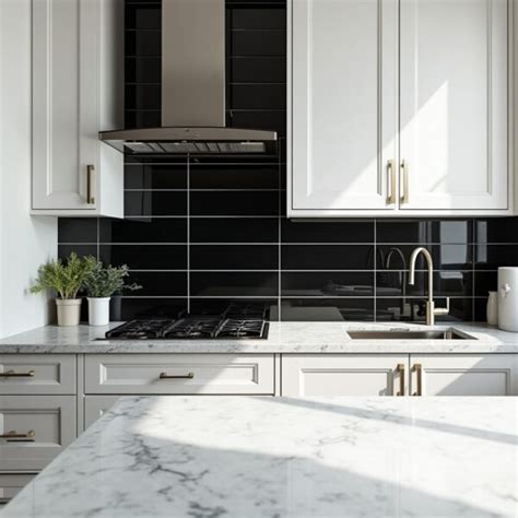 Black Kitchen Backsplash Tile