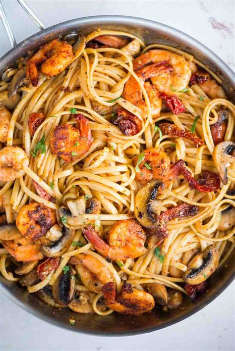 Mushroom Garlic Shrimp Pasta The Flavours Of Kitchen Artofit