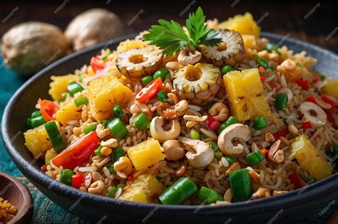 Thai Pineapple Fried Rice With Cashews Premium Ai Generated Image