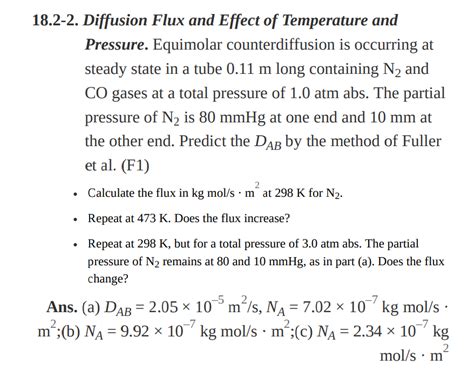 Solved 2 2 Diffusion Flux And Effect Of Temperature And Chegg Com