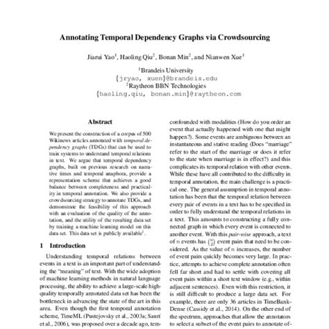 Annotating Temporal Dependency Graphs via Crowdsourcing - ACL Anthology