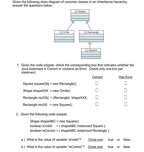 Solved Given The Following Class Diagram Of Concrete Classes