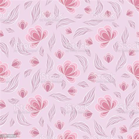 추상적인 원활한 벡터 꽃 패턴 꽃과 밝은 배경에 파스텔 핑크 색상에 나뭇잎 0명에 대한 스톡 벡터 아트 및 기타 이미지 0명