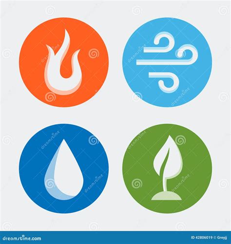 Four Elements Vector Icons 2 Stock Vector Illustration Of Green Drop 42806019