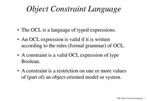Ppt Object Constraint Language Powerpoint Presentation Free Download