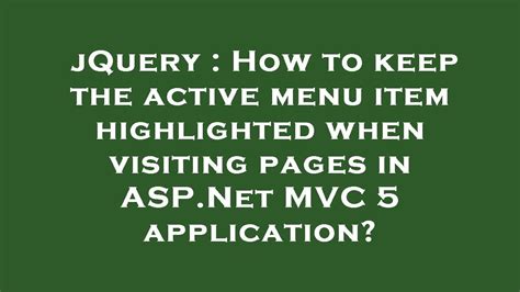 Jquery How To Keep The Active Menu Item Highlighted When Visiting