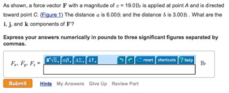 Solved As Shown A Force Vector F With A Magnitude Of C Chegg