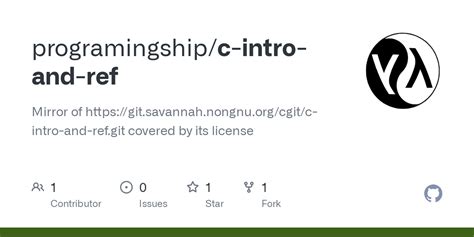 GitHub Programingship C Intro And Ref Mirror Of Https Git Savannah Nongnu Org Cgit C Intro