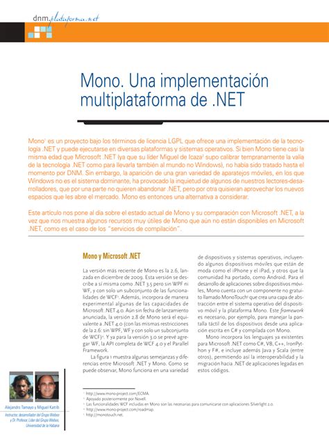 Pdf Mono Una Implementación Multiplataforma De Net