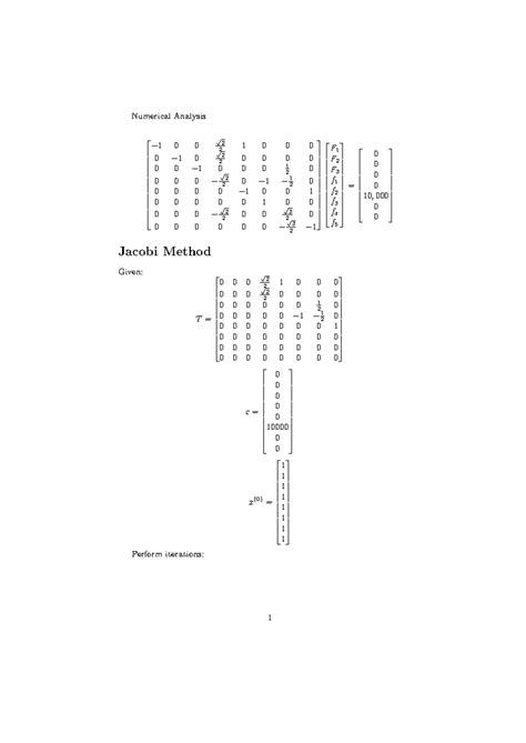 Numerical Analysis Numerical Analysis − 1 0 0 √ 2 2 1 0 0 0 0 − 1 0 √