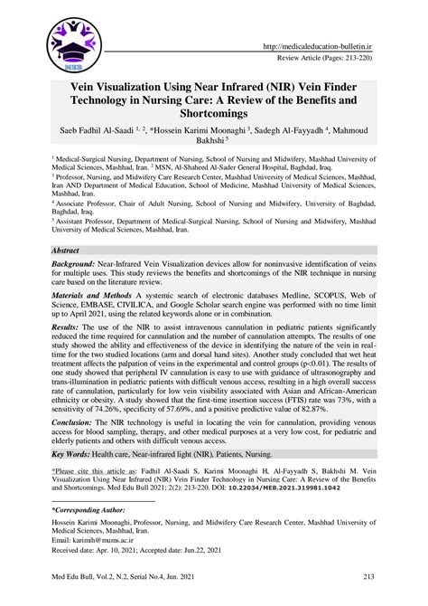 Solution Vein Visualization Using Near Infrared Nir Vein Finder