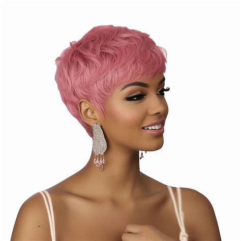 Pixie Cut Straight Wig Short Cut Black Mixed Brown Straight For Black