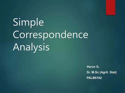 Simple Correspondence Analysis Ppt