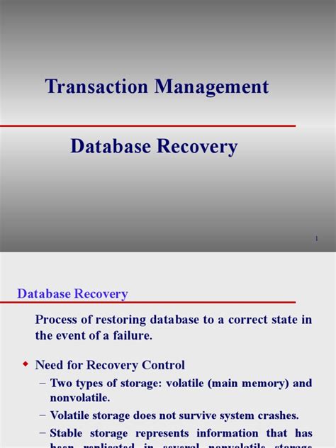 Transaction Management Database Recovery | PDF | Database Transaction | Databases