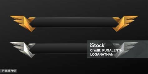 판타지 금색과 은색 테두리 하단 세 번째 게임 Gui 제목 배너 막대 템플릿 게이밍 스테이션에 대한 스톡 벡터 아트 및 기타