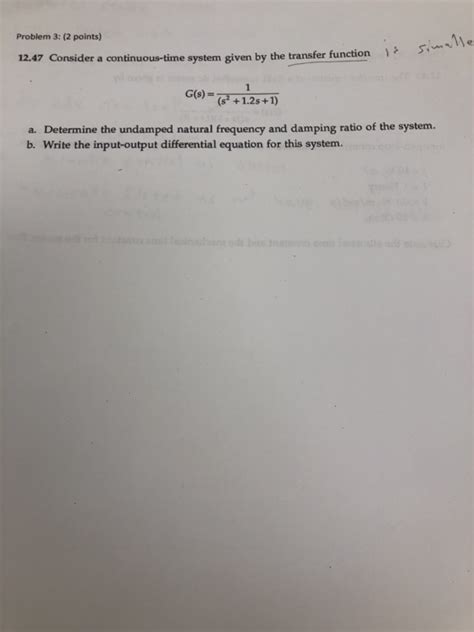 Solved Problem Points A Continuous Time System Given Chegg Com