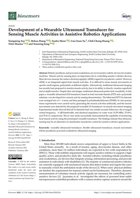 Pdf Development Of A Wearable Ultrasound Transducer For Sensing Muscle Activities In Assistive