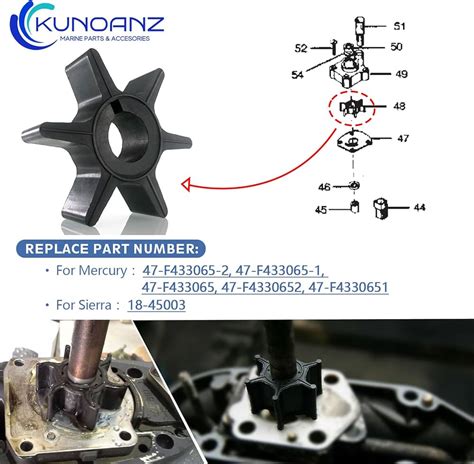 9 Hp Boat Motor Water Pump Impeller 47 F433065 2 For Sea King Chrysler