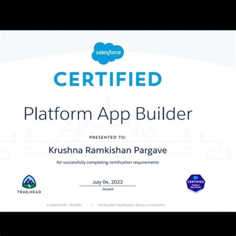 Krushna Pargave On Linkedin Appbuilder Platformappbuilder 3rdsalesforcecertificate Certificate