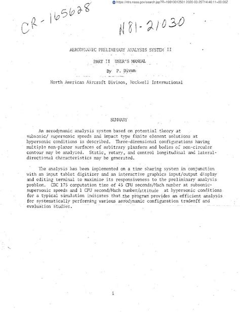 Pdf Aerodynamic Preliminary Analysis System · Aerodynamic
