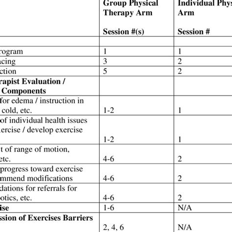 Activities Occurring During Group And Individual Physical Therapy