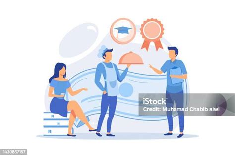 레스토랑 품질 인증서 카페 음식 검사 비스트로 고객 만족 직원 통제 케이터링 서비스 요리사 웨이터 만화 캐릭터 벡터 일러스트 레이 션 개념에 대한 스톡 벡터 아트 및 기타