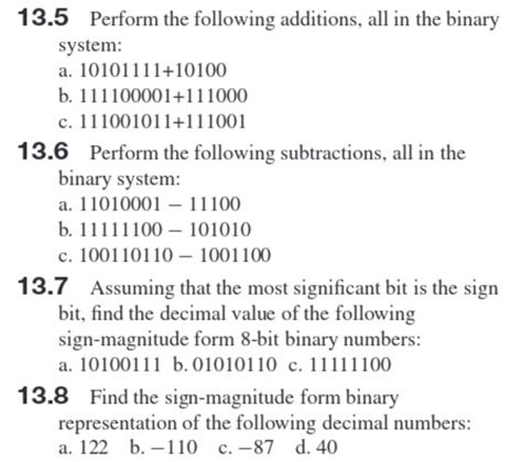 Solved 135 Perform The Following Additions All In The
