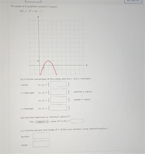 solved the graph of a quadratic function f is given